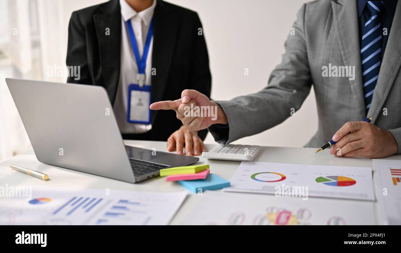 Professional male boss explaining the project and discussing a strategy ...