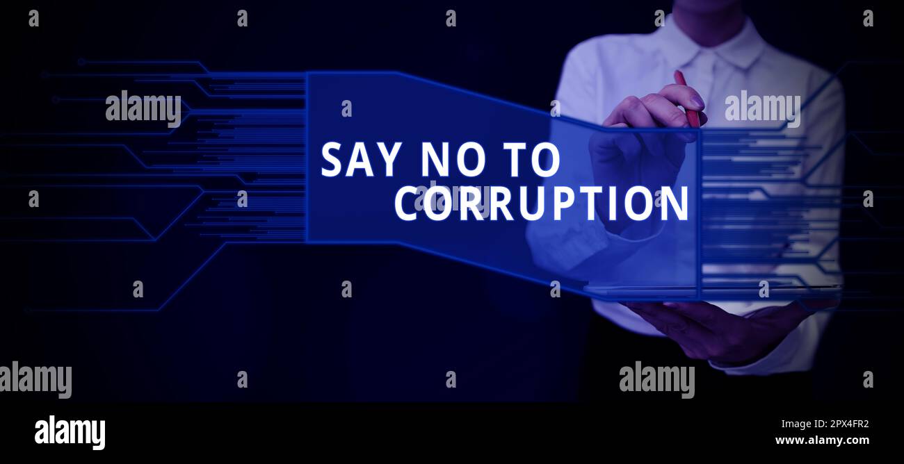 Handwriting text Say No To Corruption, Concept meaning Introducing ...