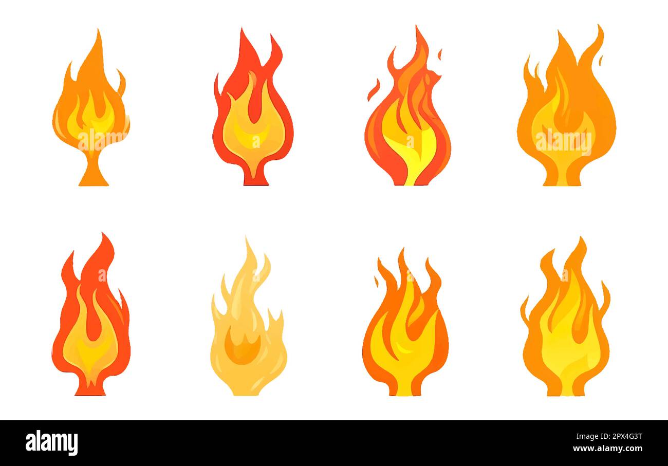 ui set vector illustration of a flash of fire from a campfire isolated ...