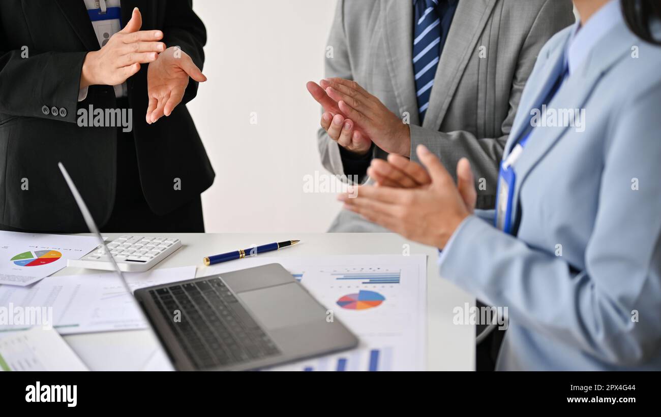 Close-up image, Businesspeople are applauding in the meeting to ...