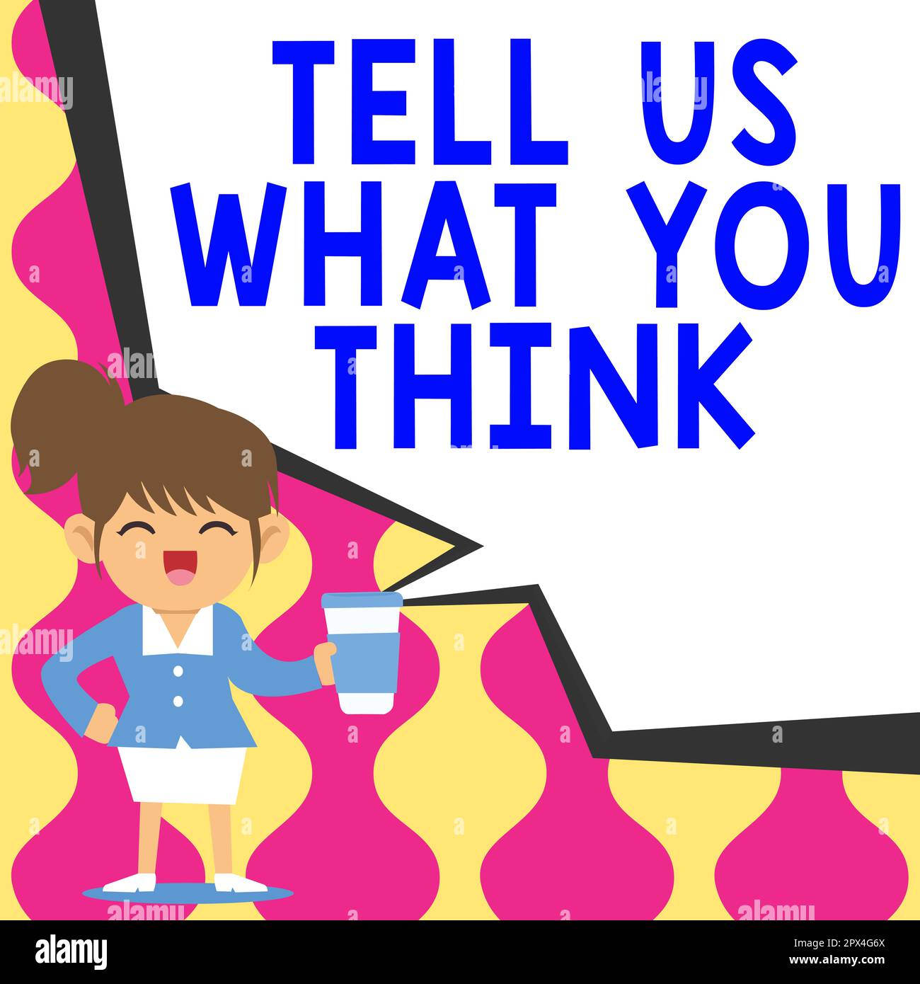 Hand writing sign Tell Us What You Think, Word Written on Express your ...