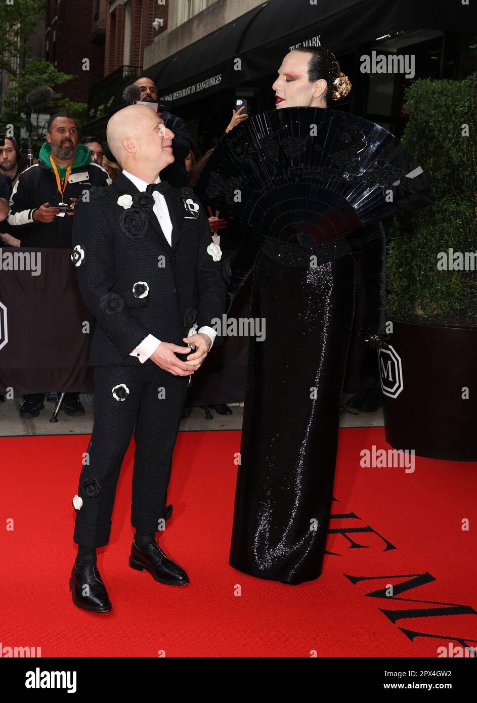 Richie Jackson, left, and Jordan Roth depart The Mark Hotel prior to ...