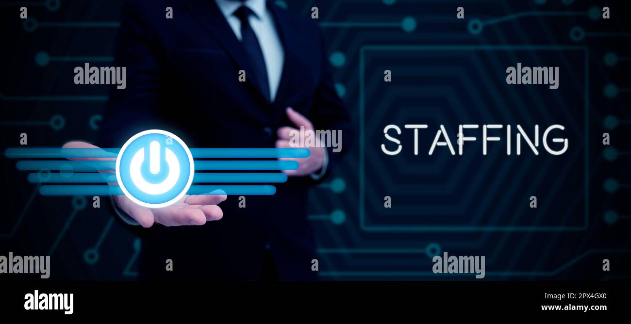Text showing inspiration Staffing, Word Written on The percentage of ...