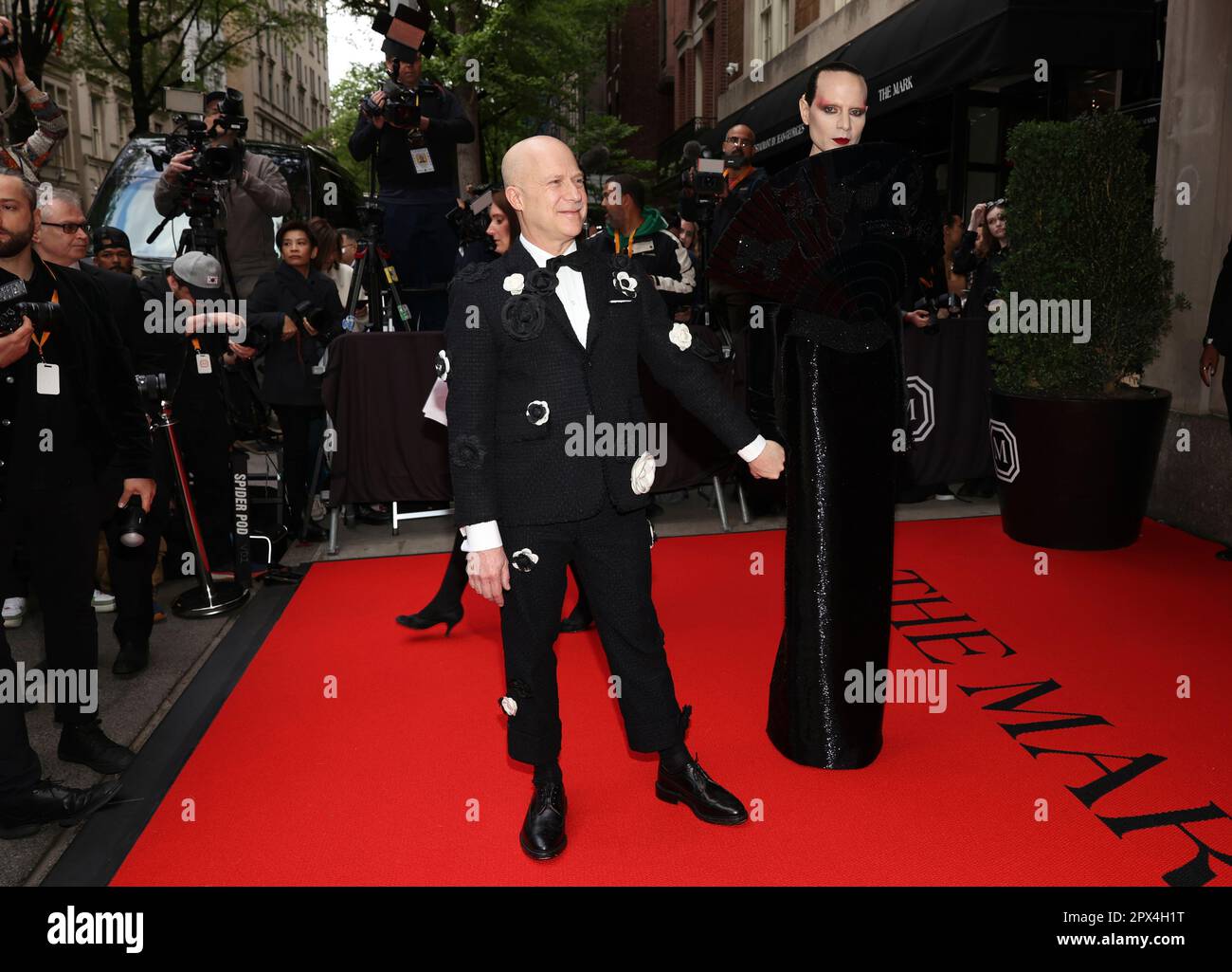 Richie Jackson, left, and Jordan Roth depart The Mark Hotel prior to ...