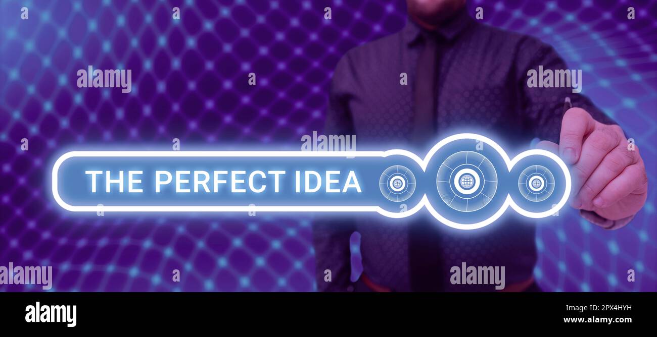 Hand writing sign The Perfect Idea, Business showcase Exceptional ...