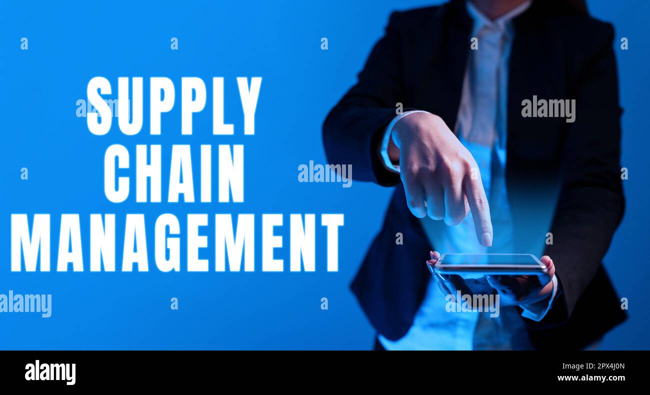 Text caption presenting Supply Chain Management, Business showcase ...