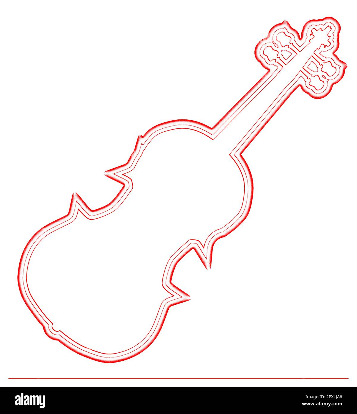 A jazz violin outline in red isolated over a white background Stock ...