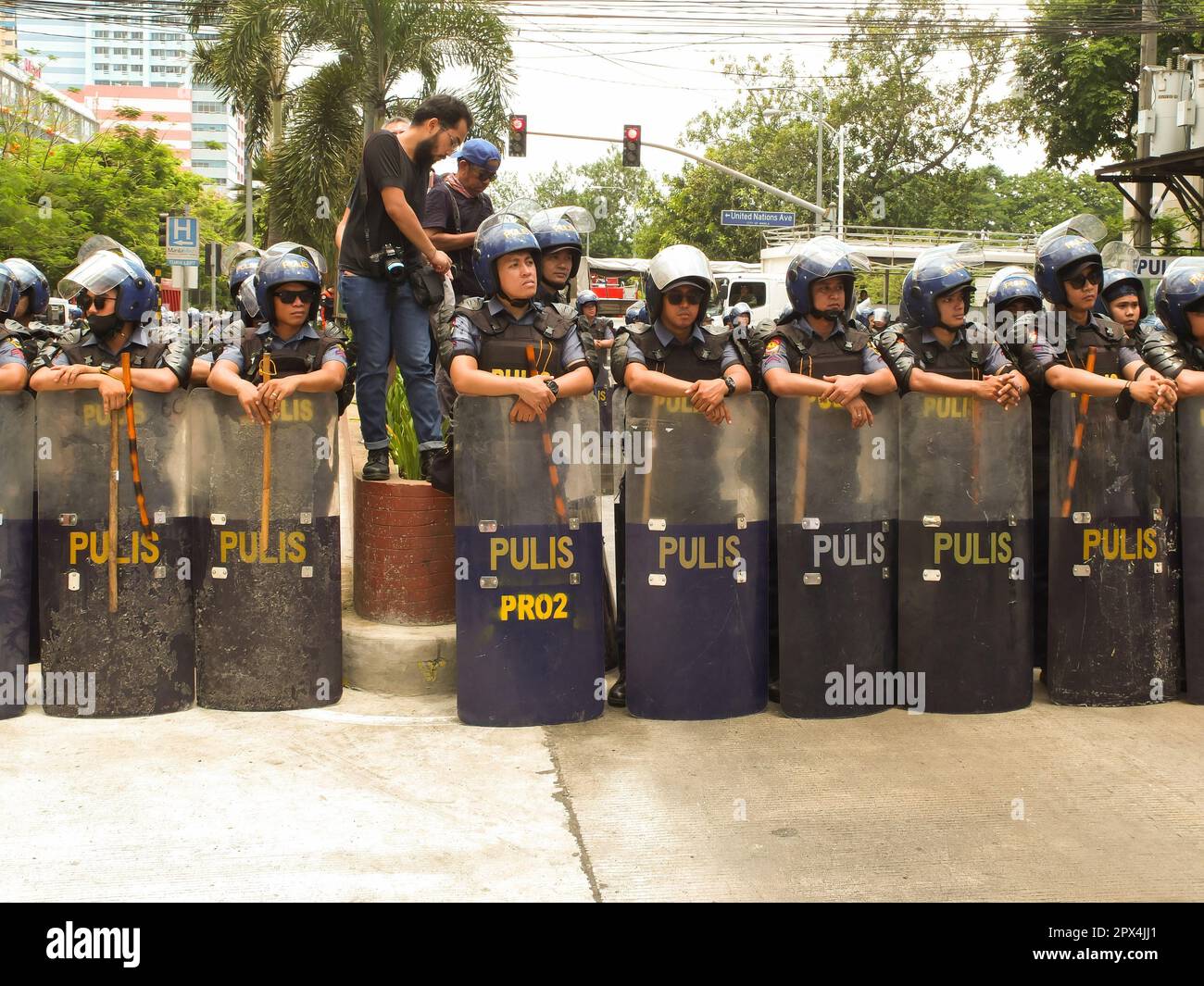 Manila, Philippines. 01st May, 2023. Members of Anti-disturbance unit ...