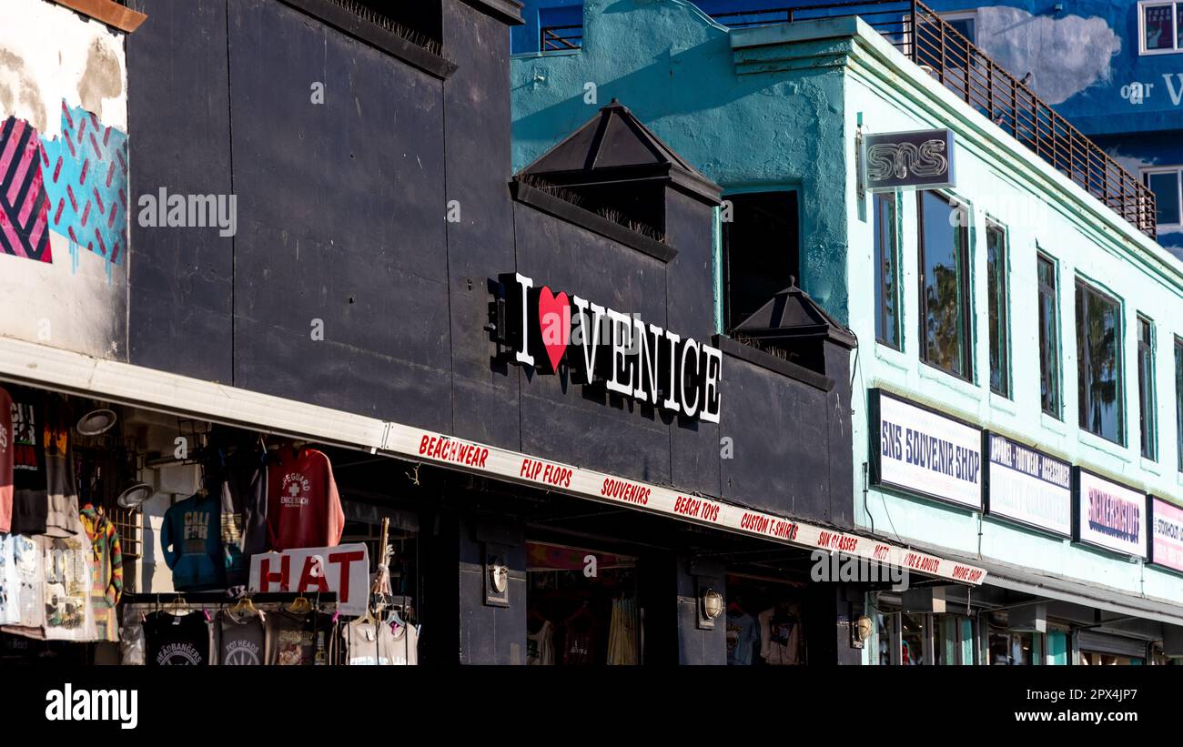 The iconic I liove venice retail shop at Venice Beach California USA ...