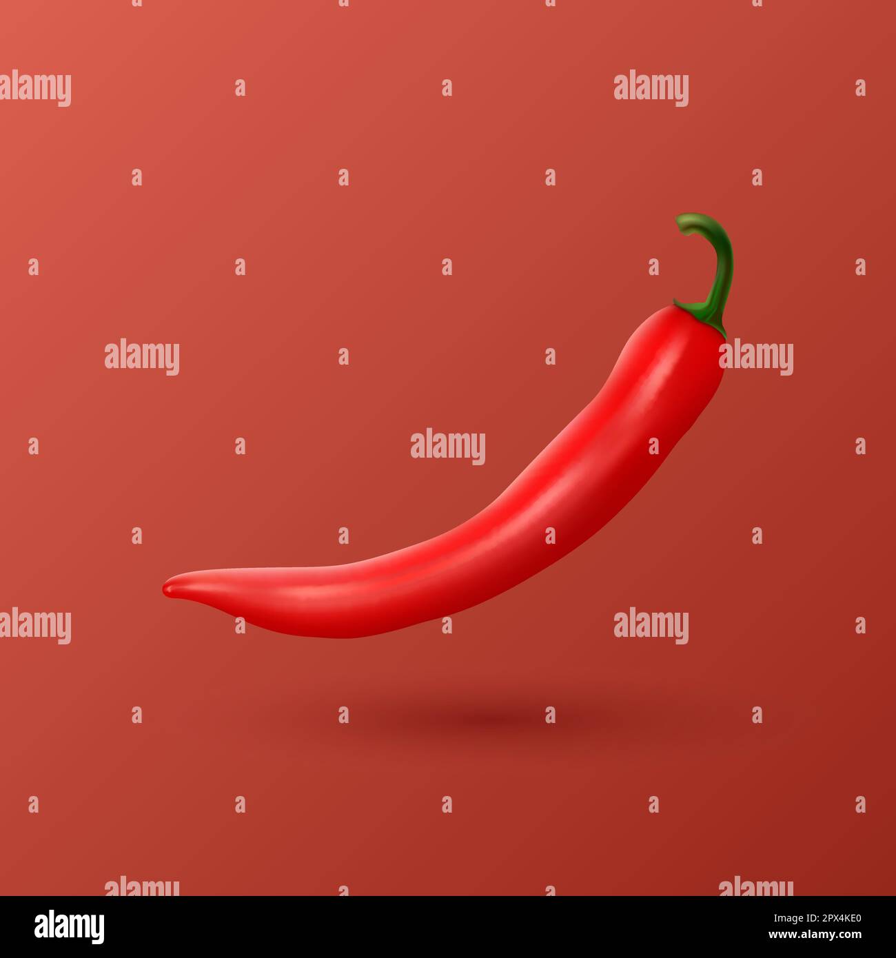 Vector 3d Realistic Red Whole Flying Fresh and Hot Chili Pepper Closeup ...
