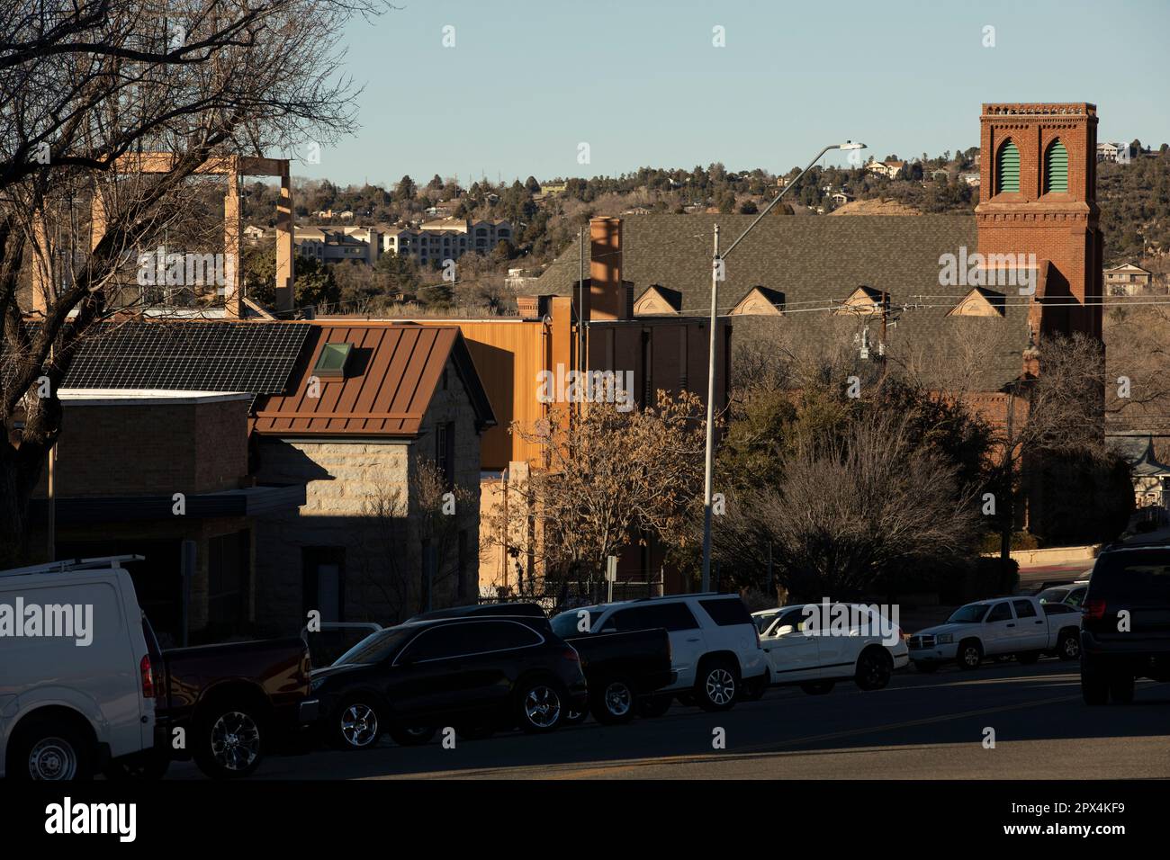 Prescott, Arizona, USA - January 9, 2022: Sunset light shines on ...