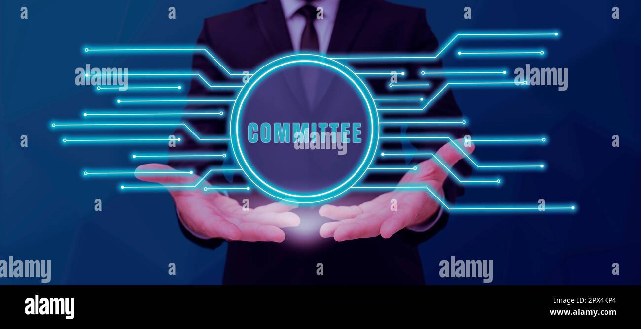 Hand writing sign Committee, Business overview Group of people ...