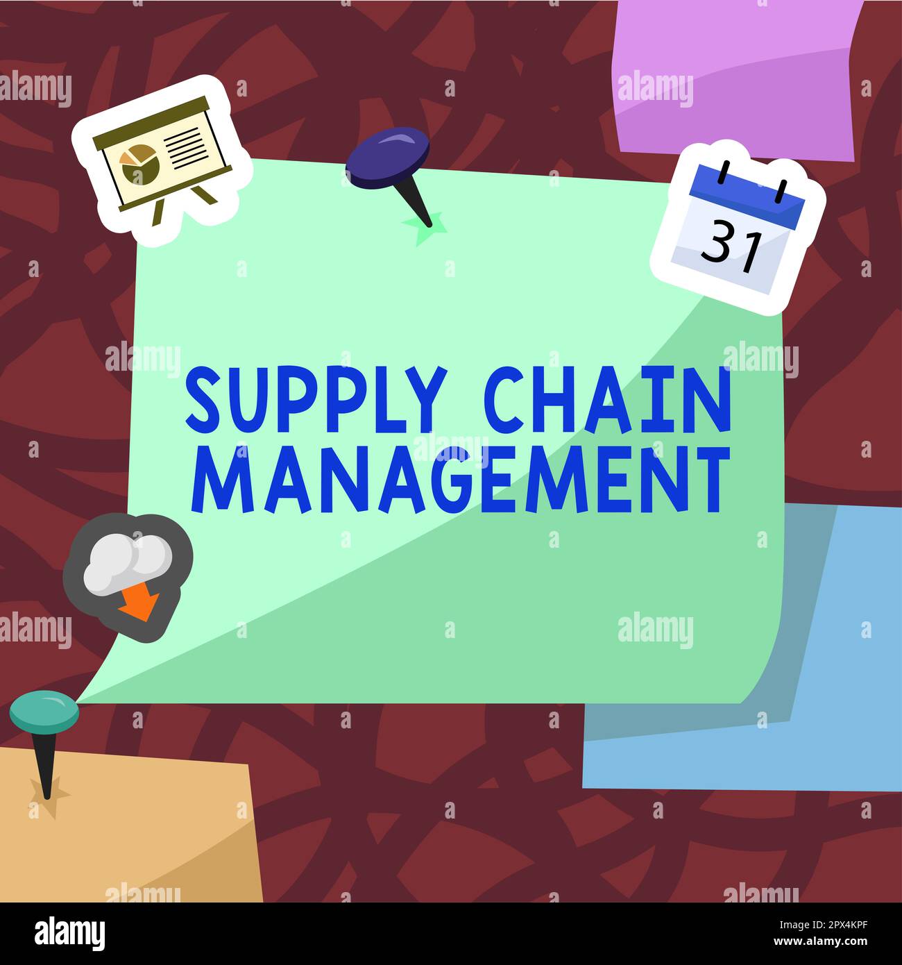 Text caption presenting Supply Chain Management, Business showcase ...