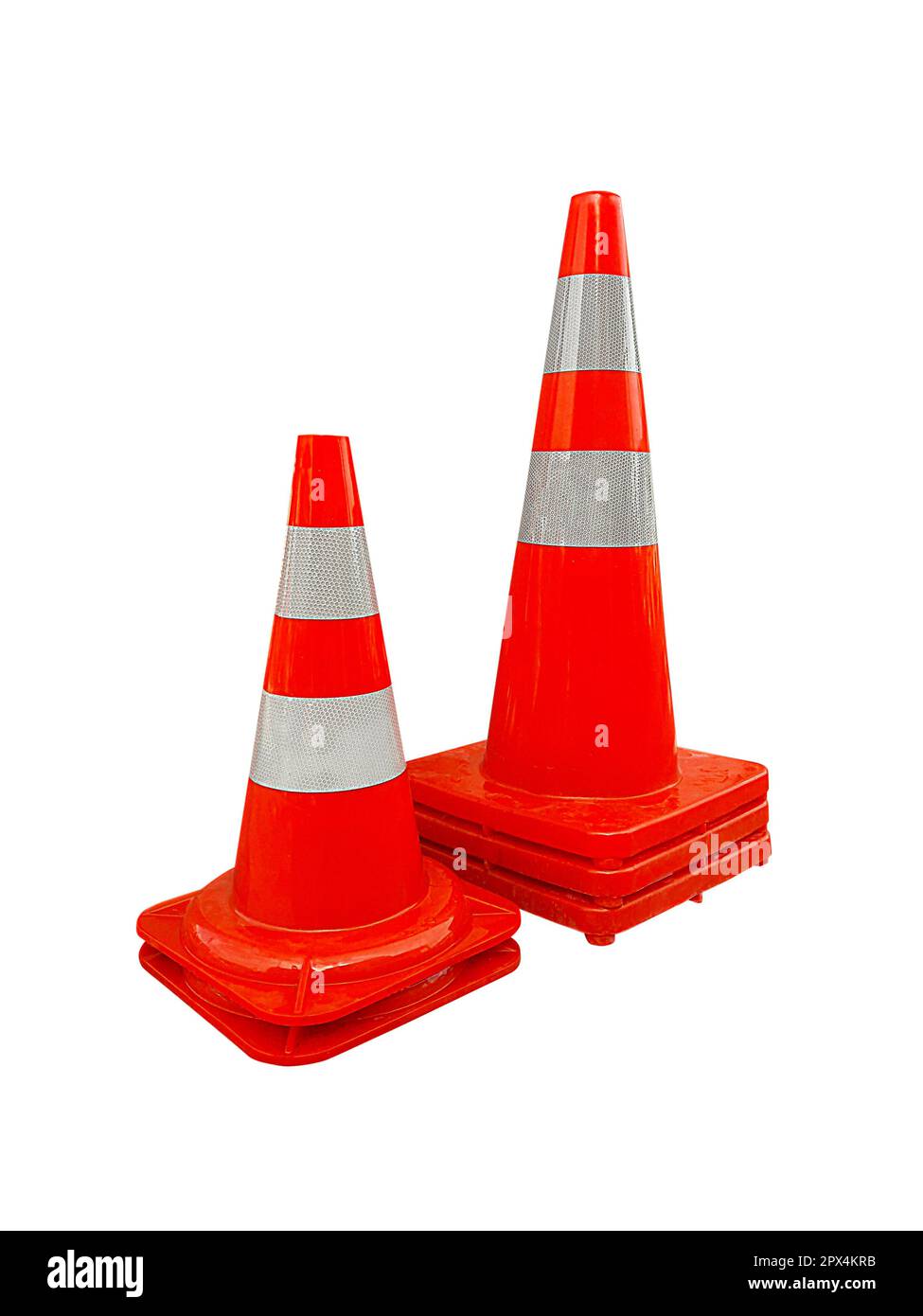 Traffic cone on the sidewalk isolated on white background Stock Photo ...