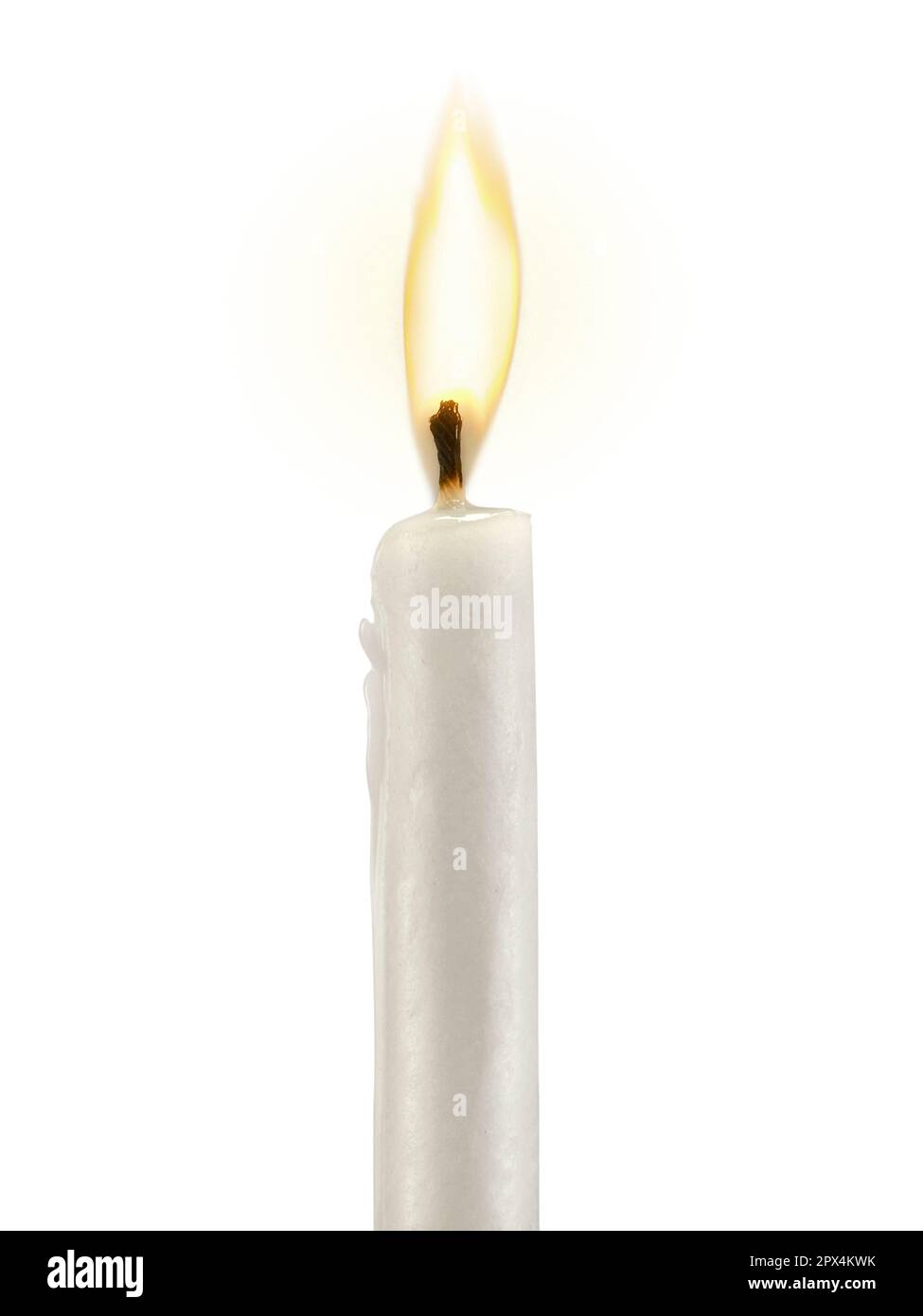 Candle Light, White Wax Candles Lights Isolated on White Background ...