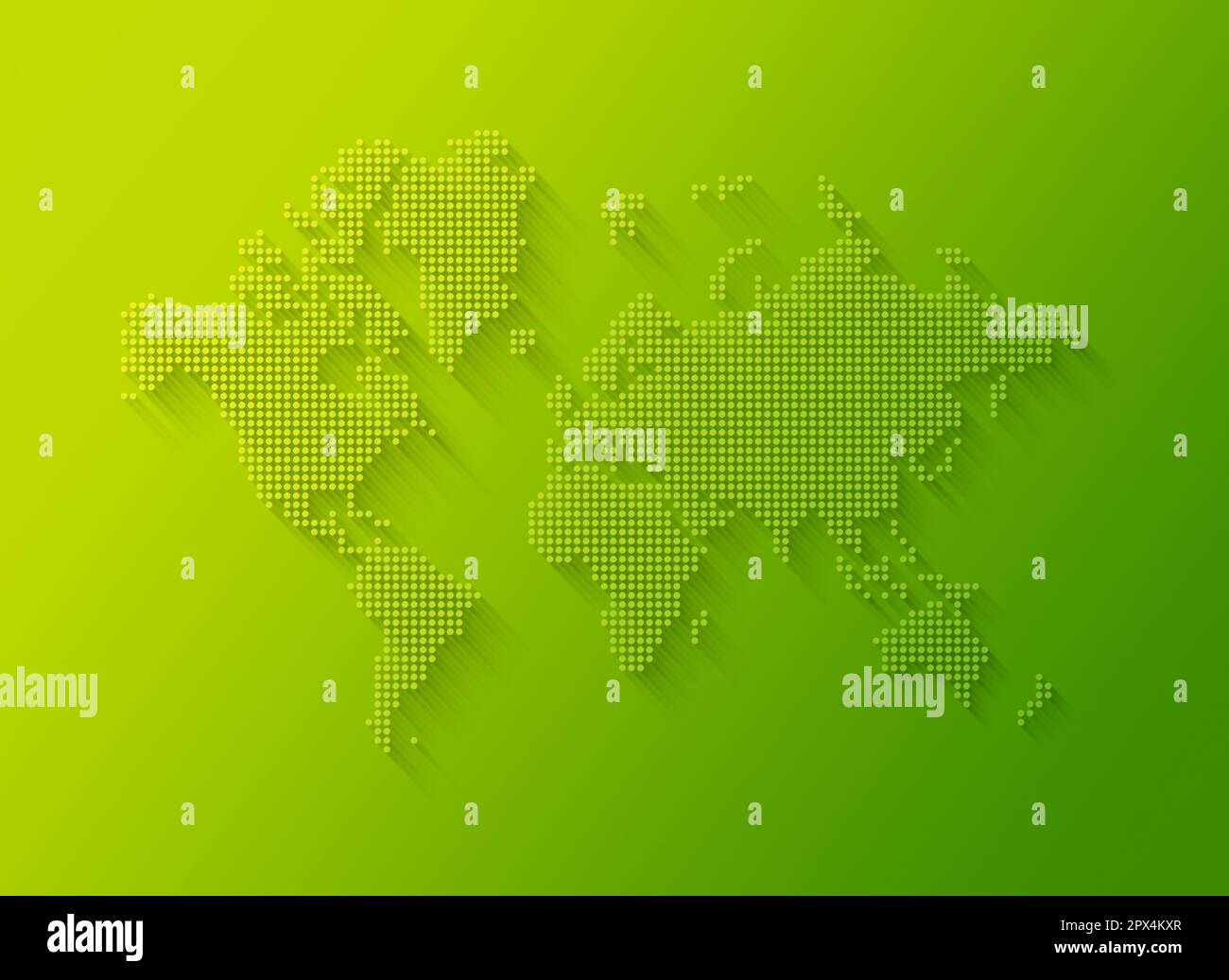 Illustration of a world map made of dots isolated on a green background ...
