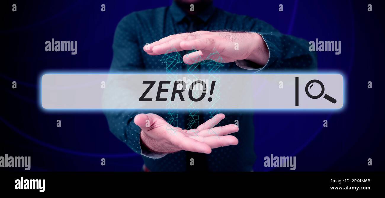 Hand writing sign Zero, Business showcase no quantity or number nought ...