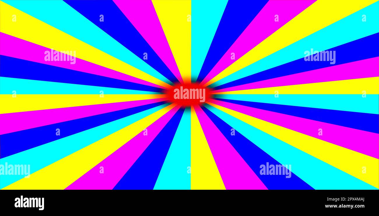 A bright multi color ray style background with faded middle splash ...