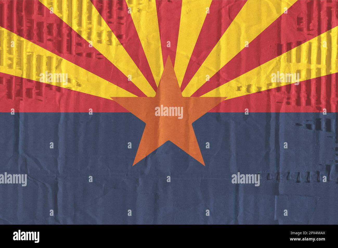 The state flag of the State of Arizona painted onto a piece of old ...