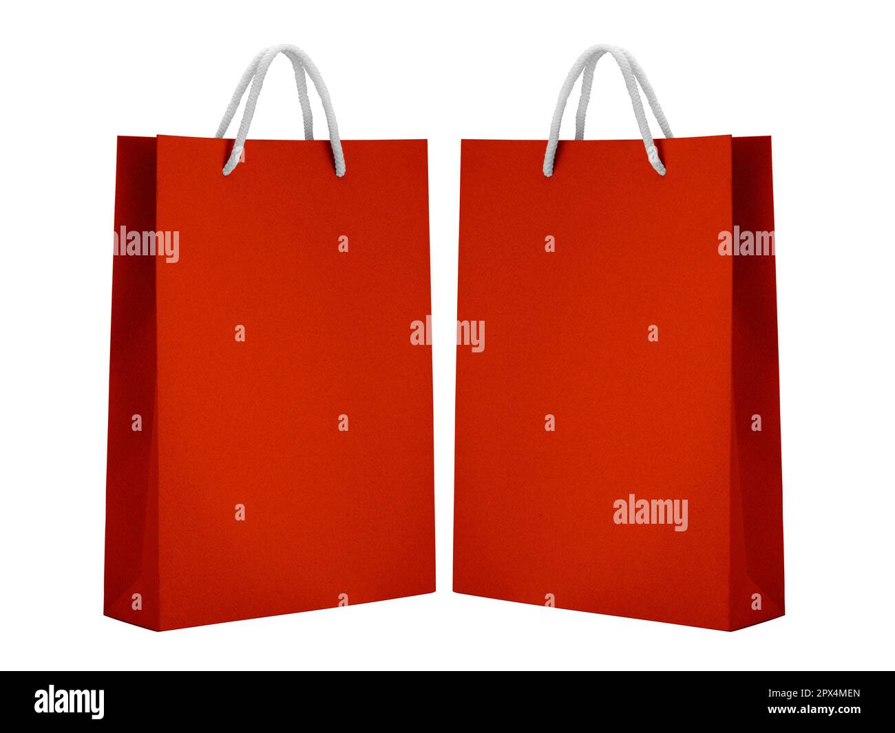 Red empty Paper bag isolated on white background for design Stock Photo ...