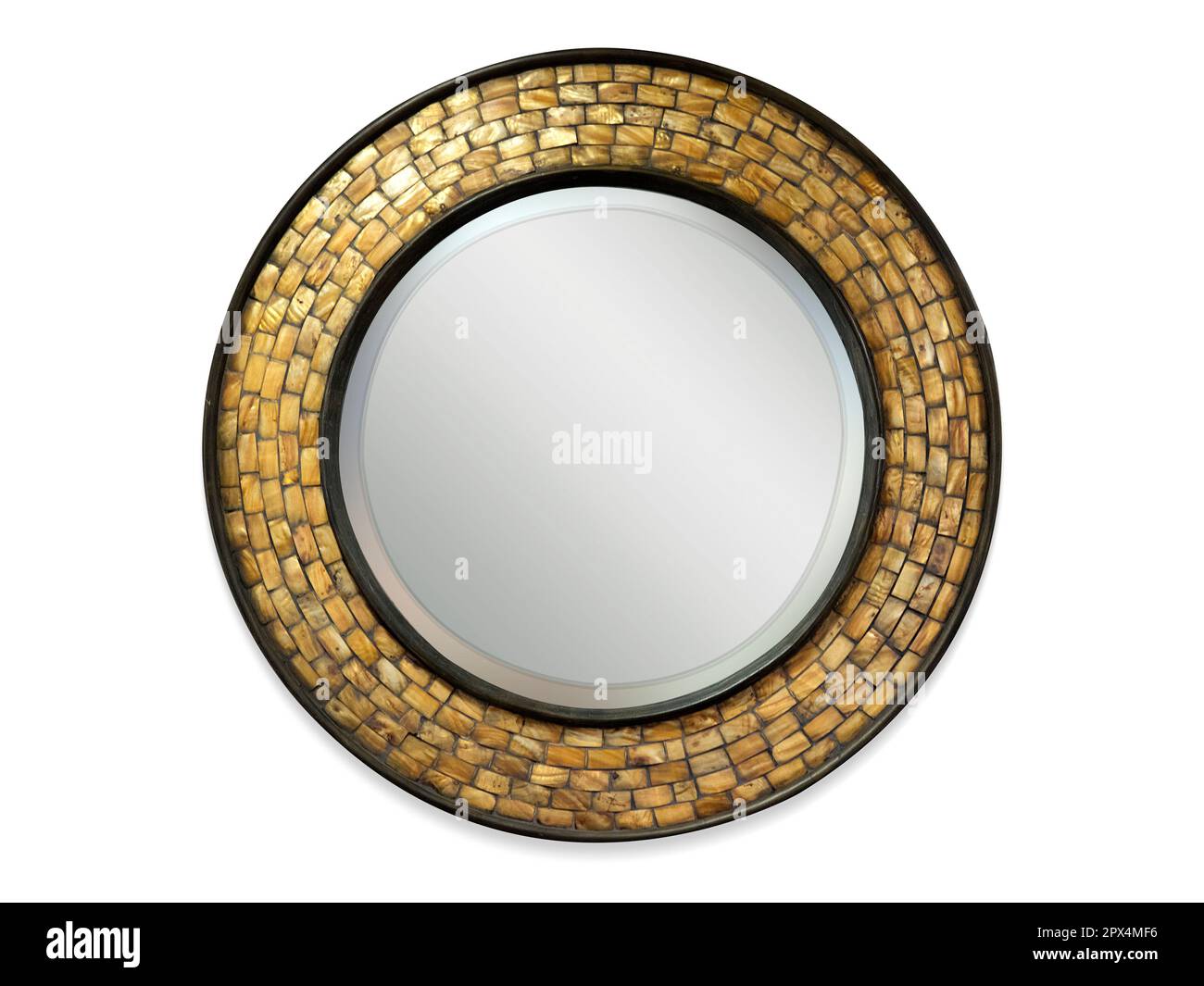 Round mirror on a white background Stock Photo - Alamy