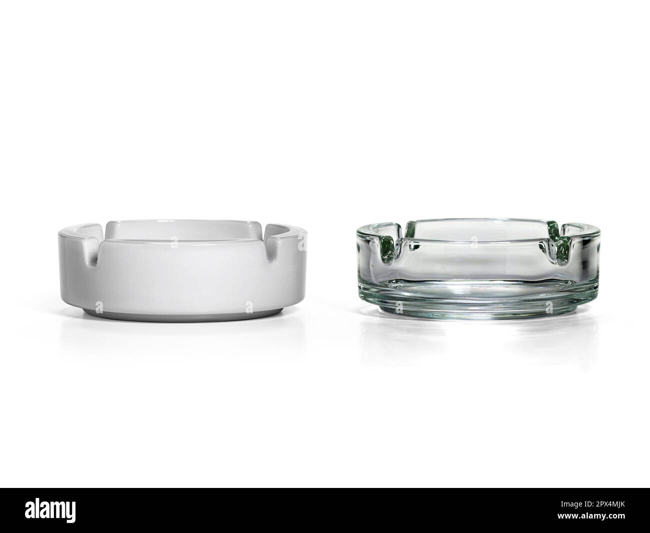 Two ashtrays isolated on white background Stock Photo - Alamy