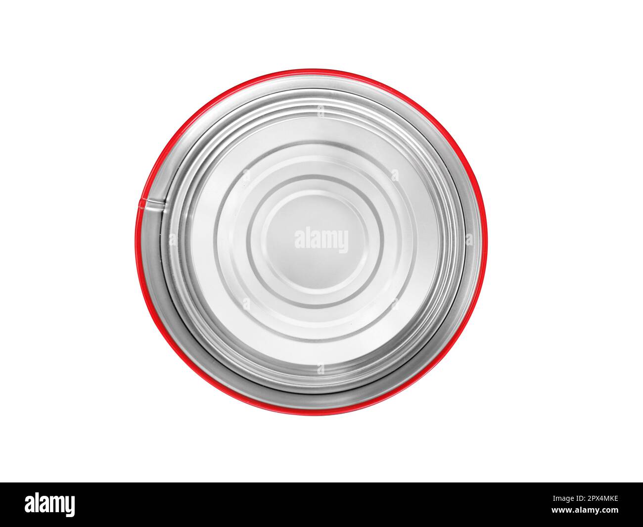 top view of open round metal box isolated on white background Stock ...