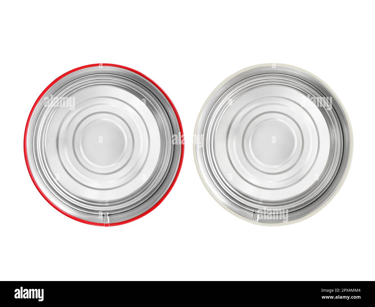 top view of open round metal box isolated on white background Stock ...