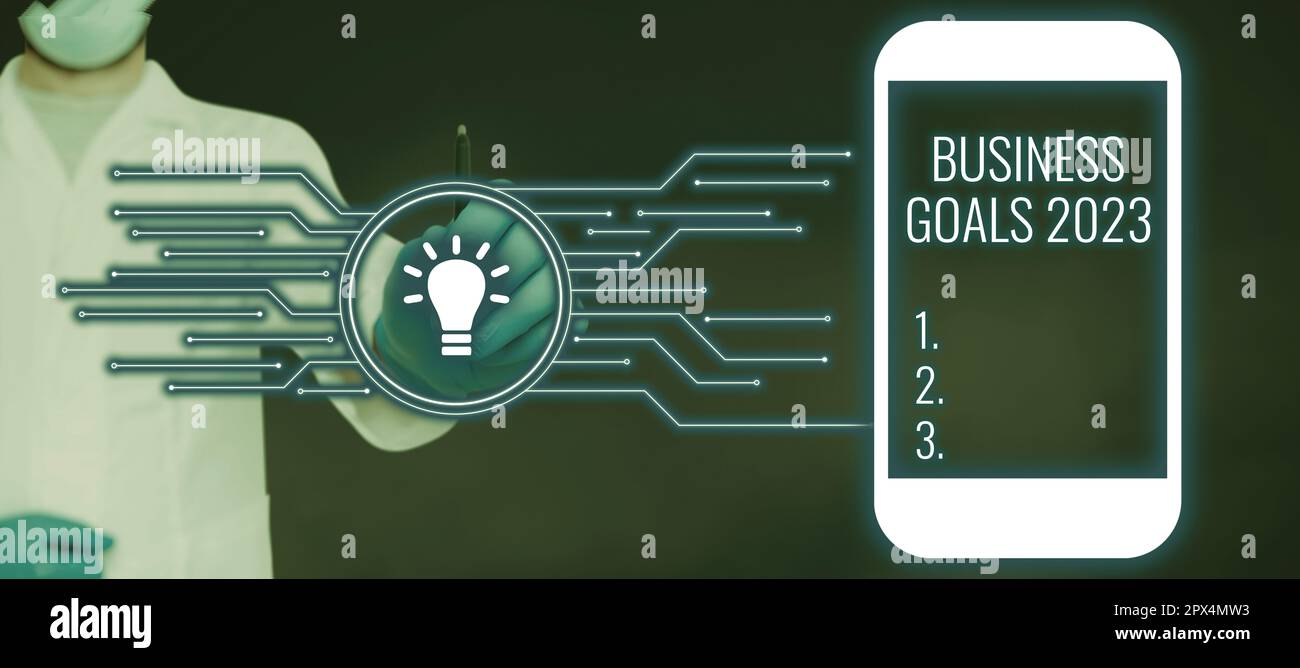 Text showing inspiration Business Goals 2023, Business showcase ... Text showing inspiration Business Goals 2023, Business showcase ...