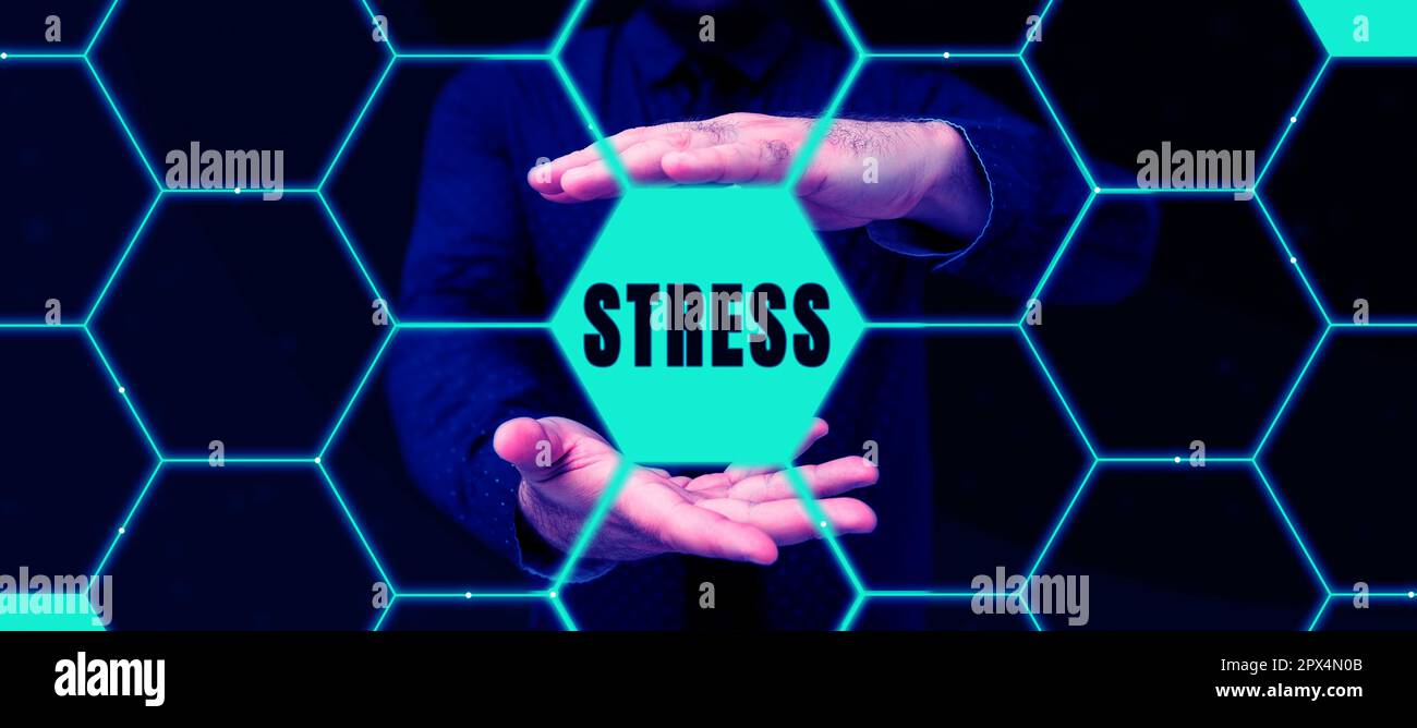 Hand writing sign Stress, Word Written on a physical chemical or ...