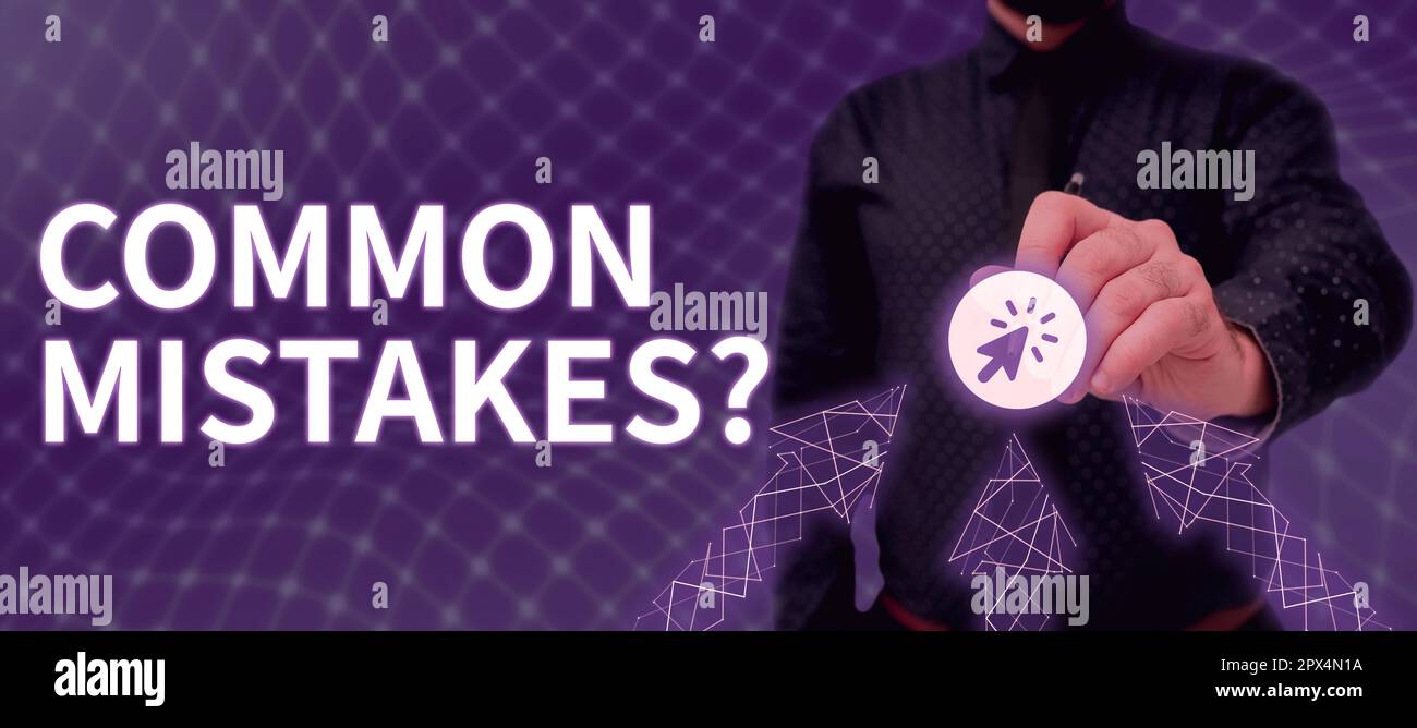 Text caption presenting Common Mistakes, Business concept repeat act or ...