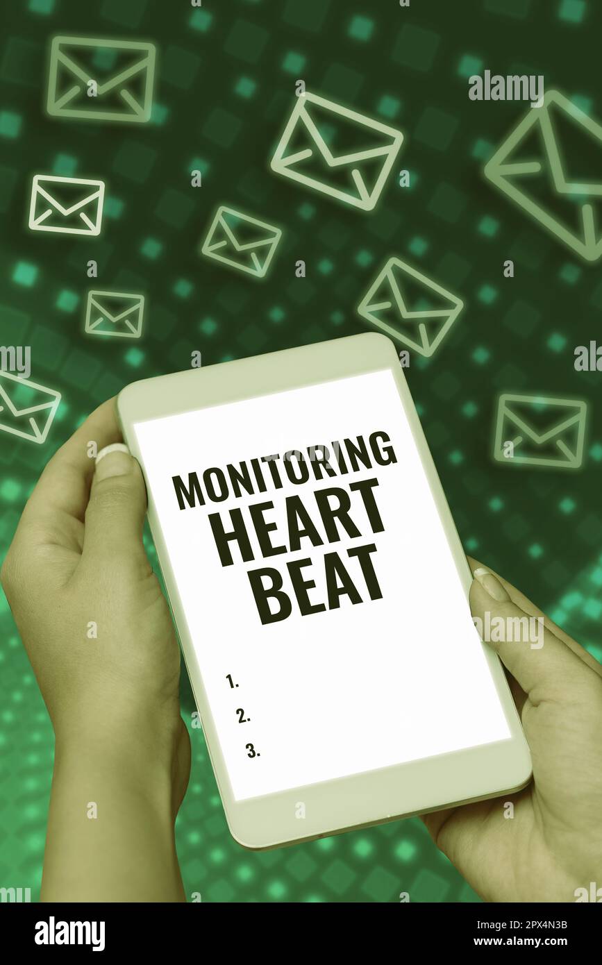 Writing displaying text Monitoring Heart Beat, Business showcase ...