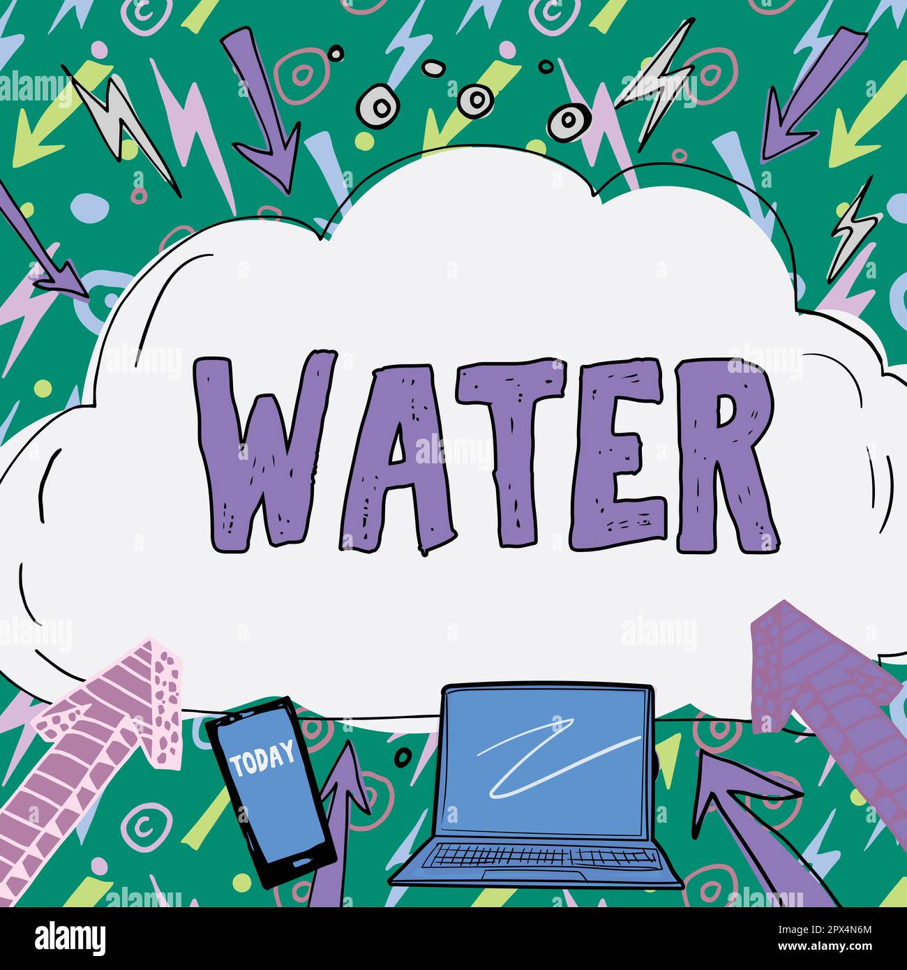 Conceptual display Water, Word for colourless transparent odourless ...