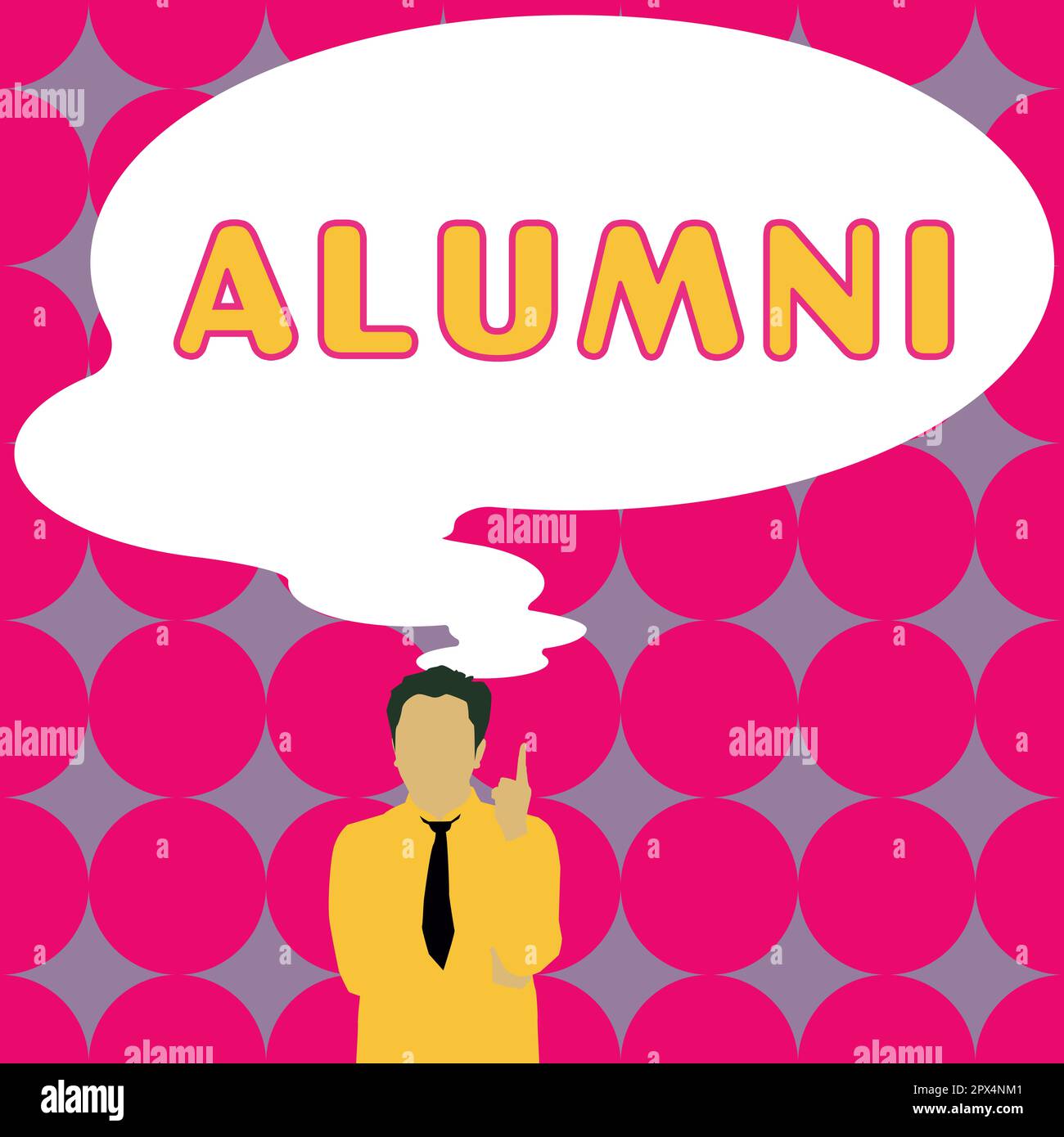 Text caption presenting Alumni, Concept meaning former pupil or student ...