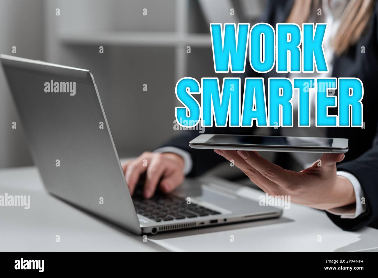 Text showing inspiration Work Smarter, Business showcase Efficiency Be ...