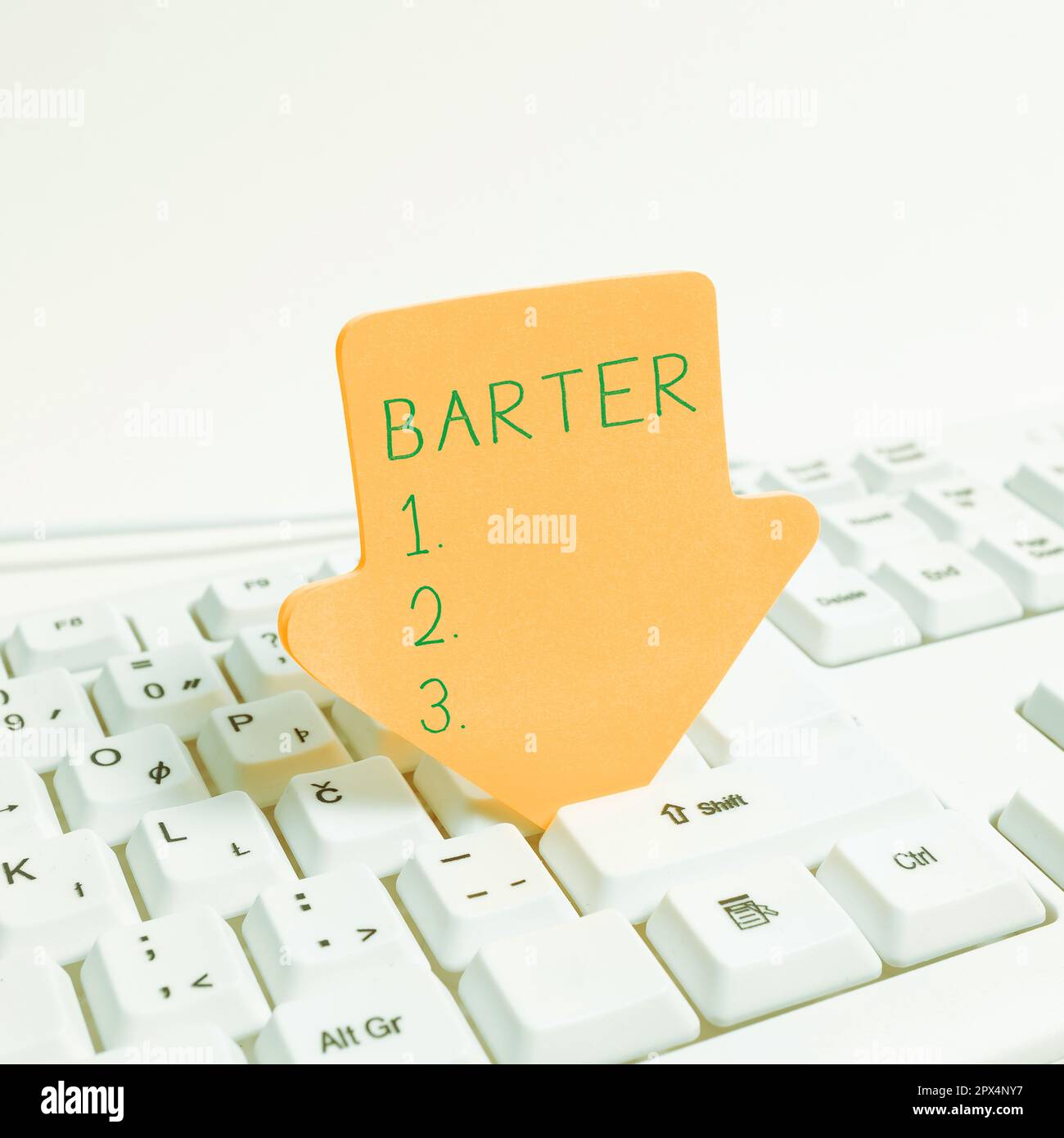 Sign displaying Barter, Word for trade by exchanging one commodity for ...