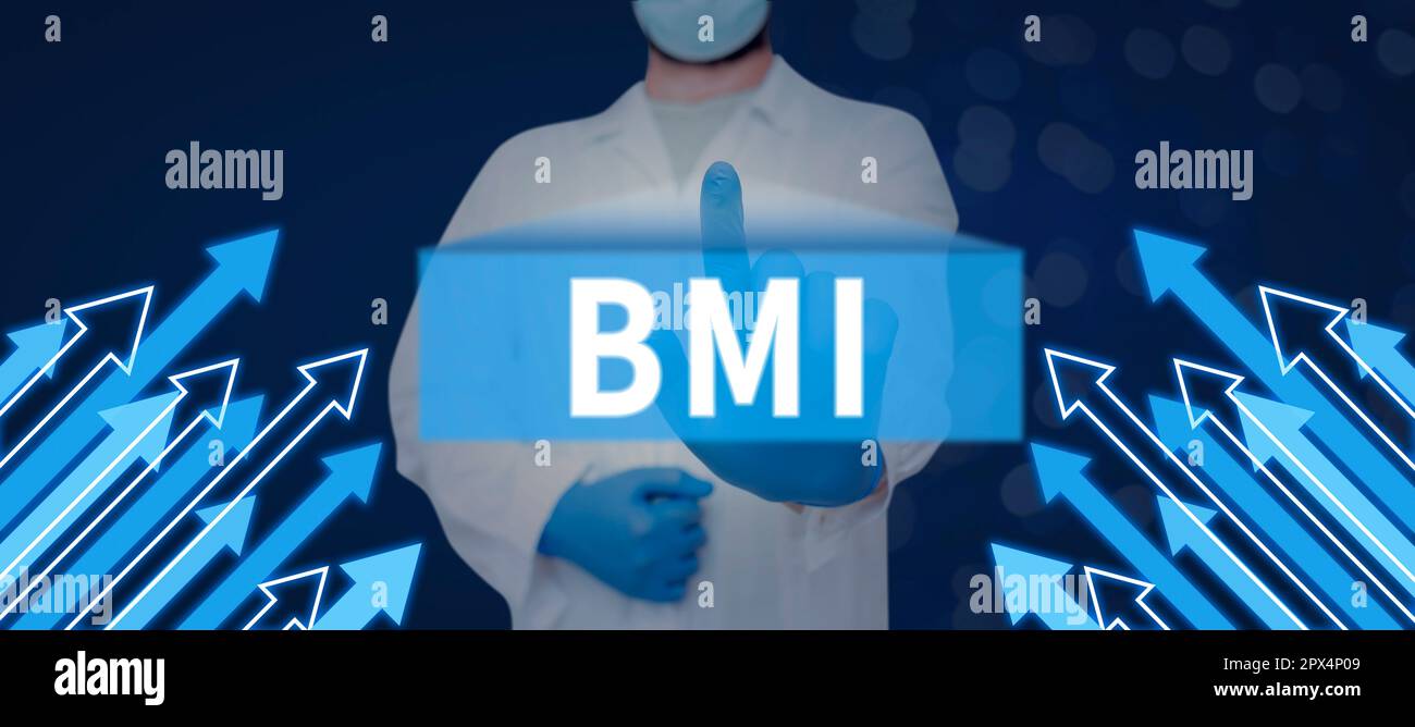 Text caption presenting Bmi, Word Written on Method of estimating body ...