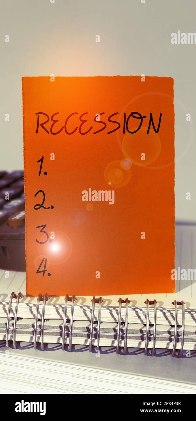 Inspiration showing sign Recession, Word Written on the process of ...
