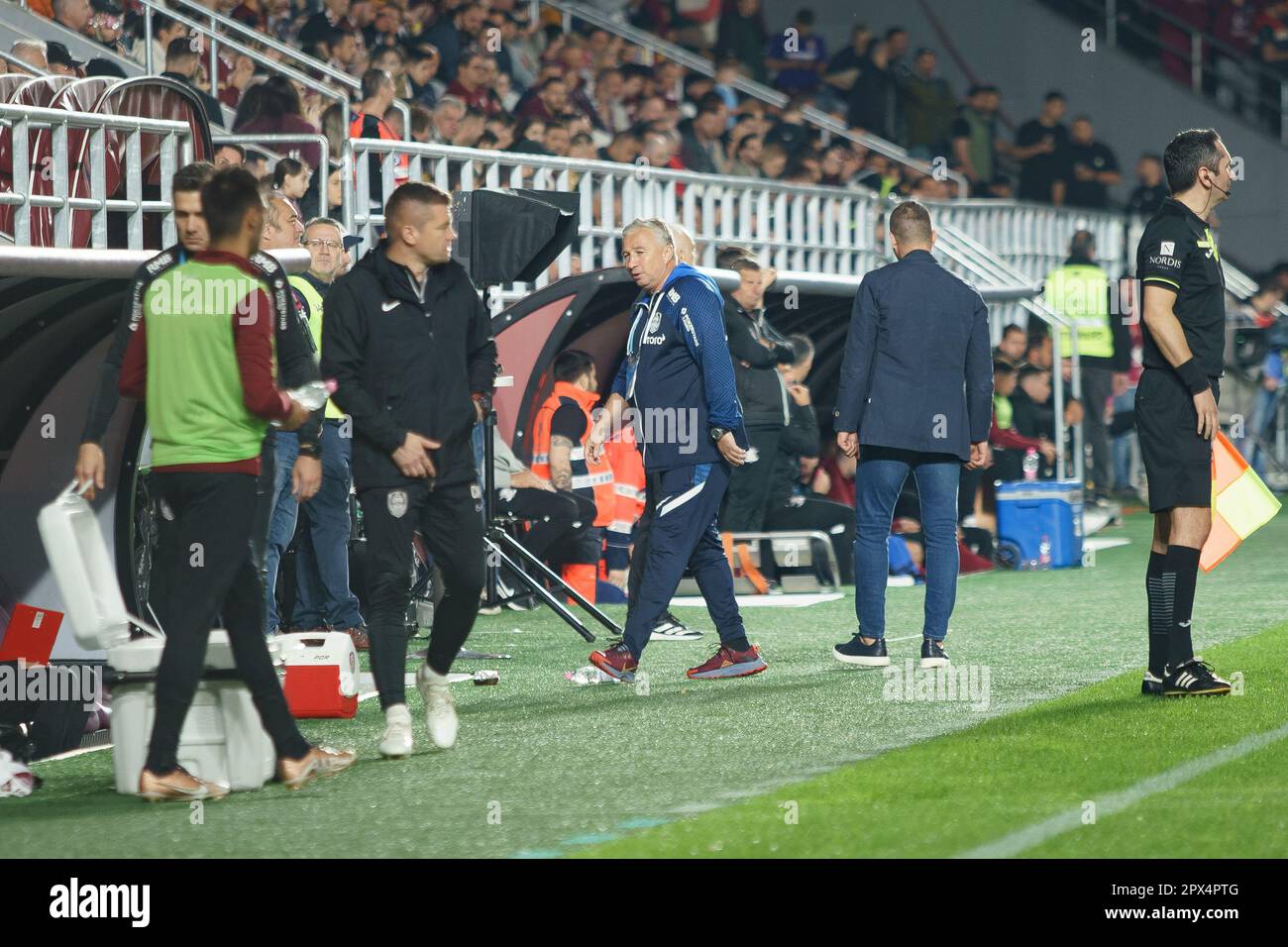Bucharest, Romania. 1st May, 2023: Dan Petrescu, CFR Cluj coach, during ...