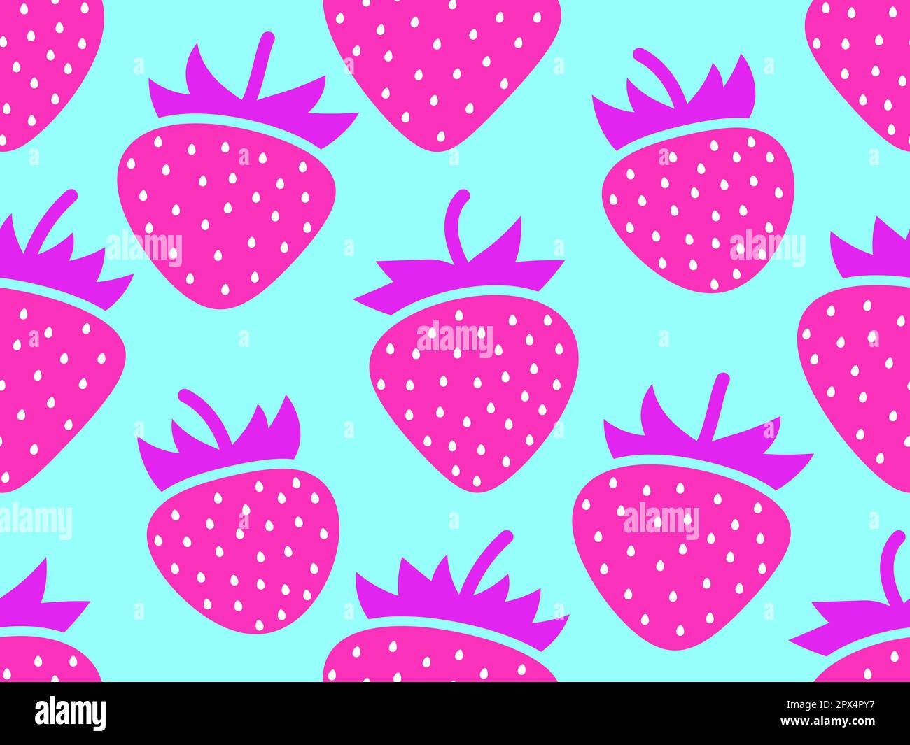 Seamless pattern with pink strawberries on a blue background. Red ...
