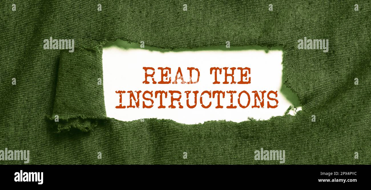 Hand writing sign Read The Instructions, Word Written on carefully read ...