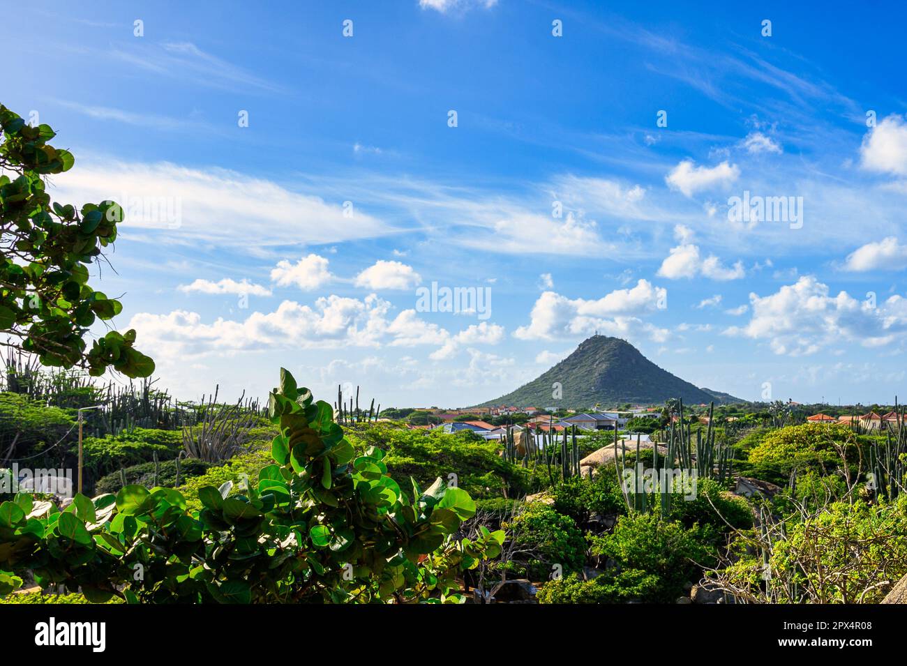 A panoramic view of the Caribbean island of Aruba from the Casibari ...