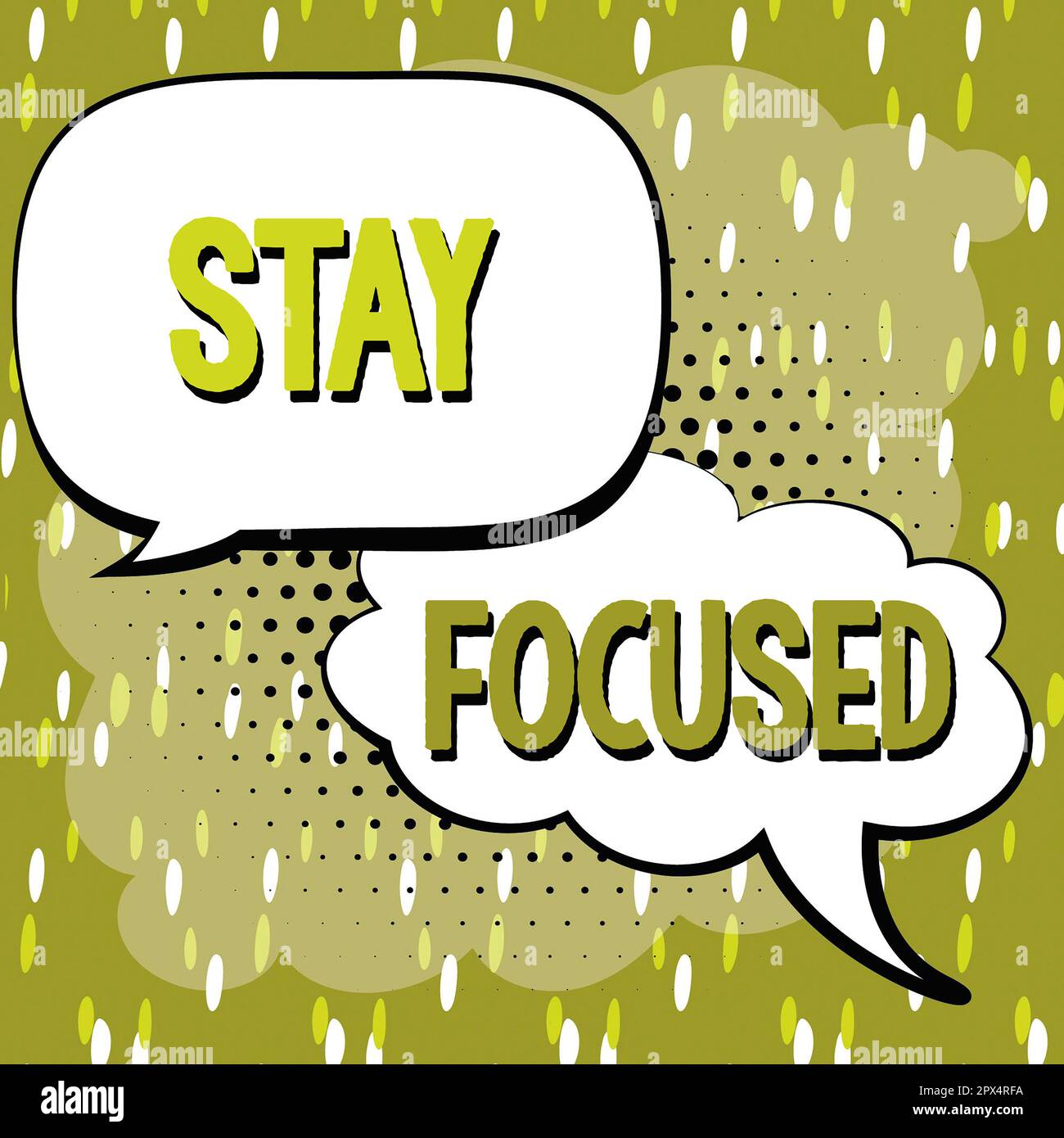 Text caption presenting Stay Focused, Word for Be attentive Concentrate Prioritize the task ...