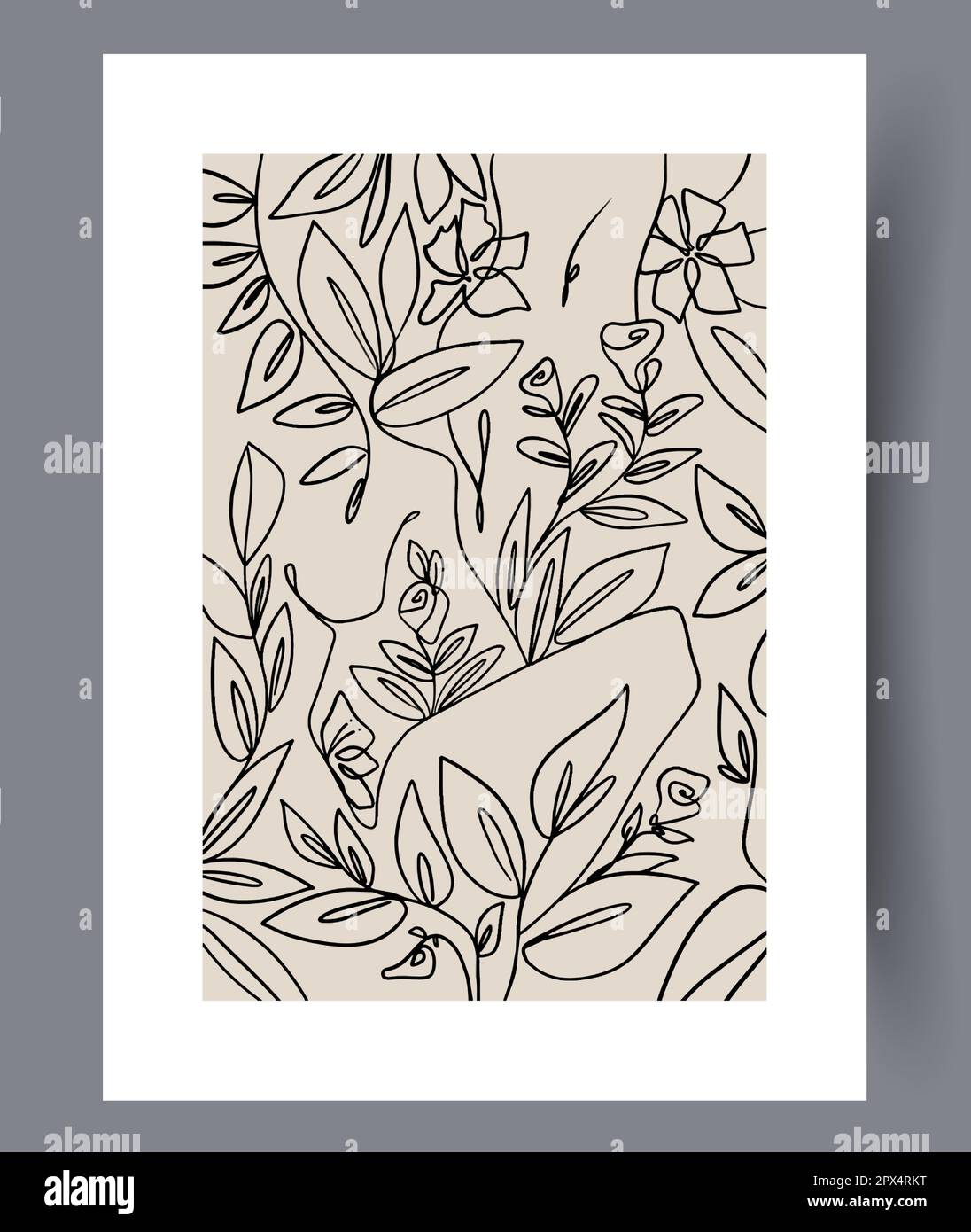 Abstract plants curly flowers wall art print Stock Vector Image & Art ...