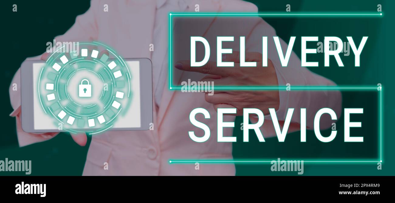 Hand writing sign Delivery Service, Business concept the act of ...