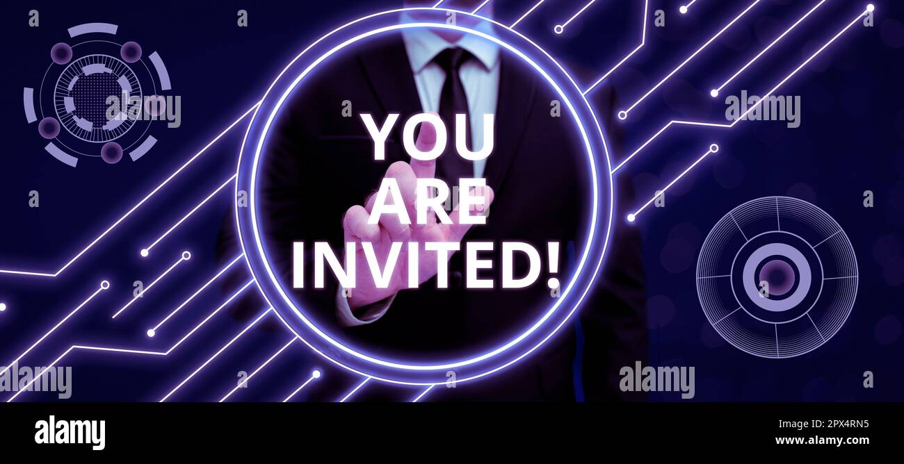 Text caption presenting You Are Invited, Business approach Receiving ...