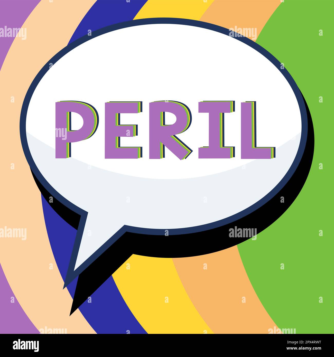 Text caption presenting Peril, Concept meaning indicates something ...