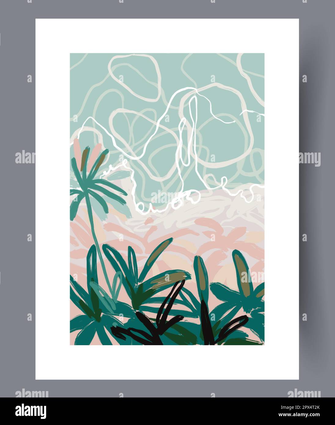 Landscape shore azure sea wall art print Stock Vector Image & Art - Alamy