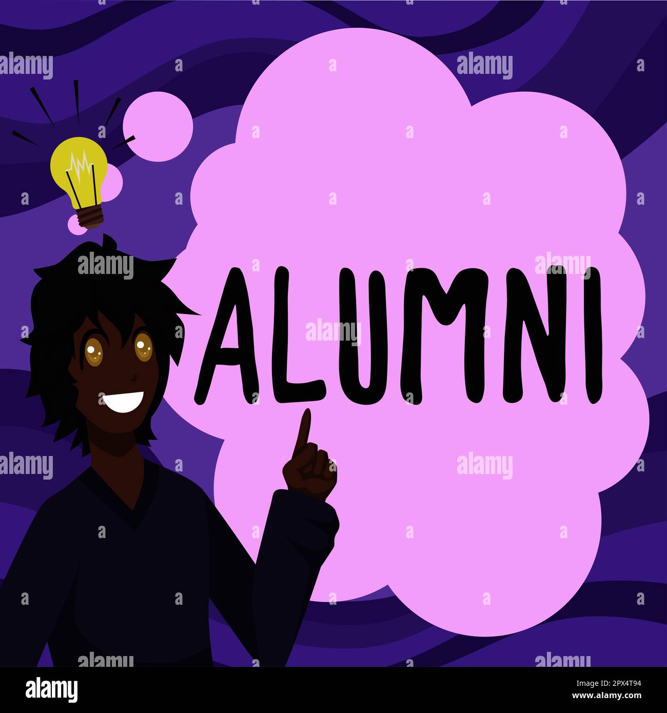 Text caption presenting Alumni, Word Written on former pupil or student ...