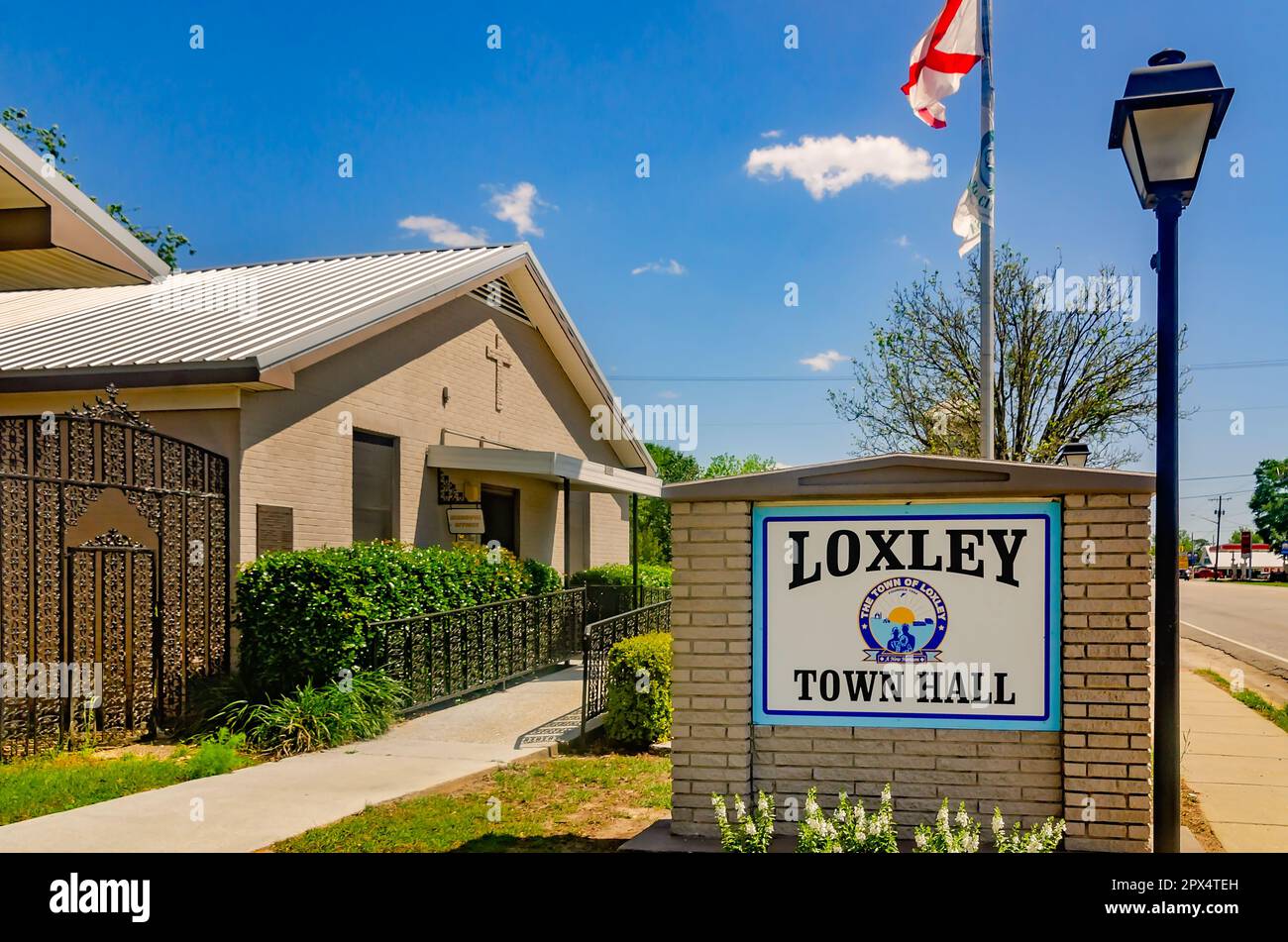 Loxley Town Hall is pictured, April 30, 2023, in Loxley, Alabama. Loxley was founded in 1850 and ...